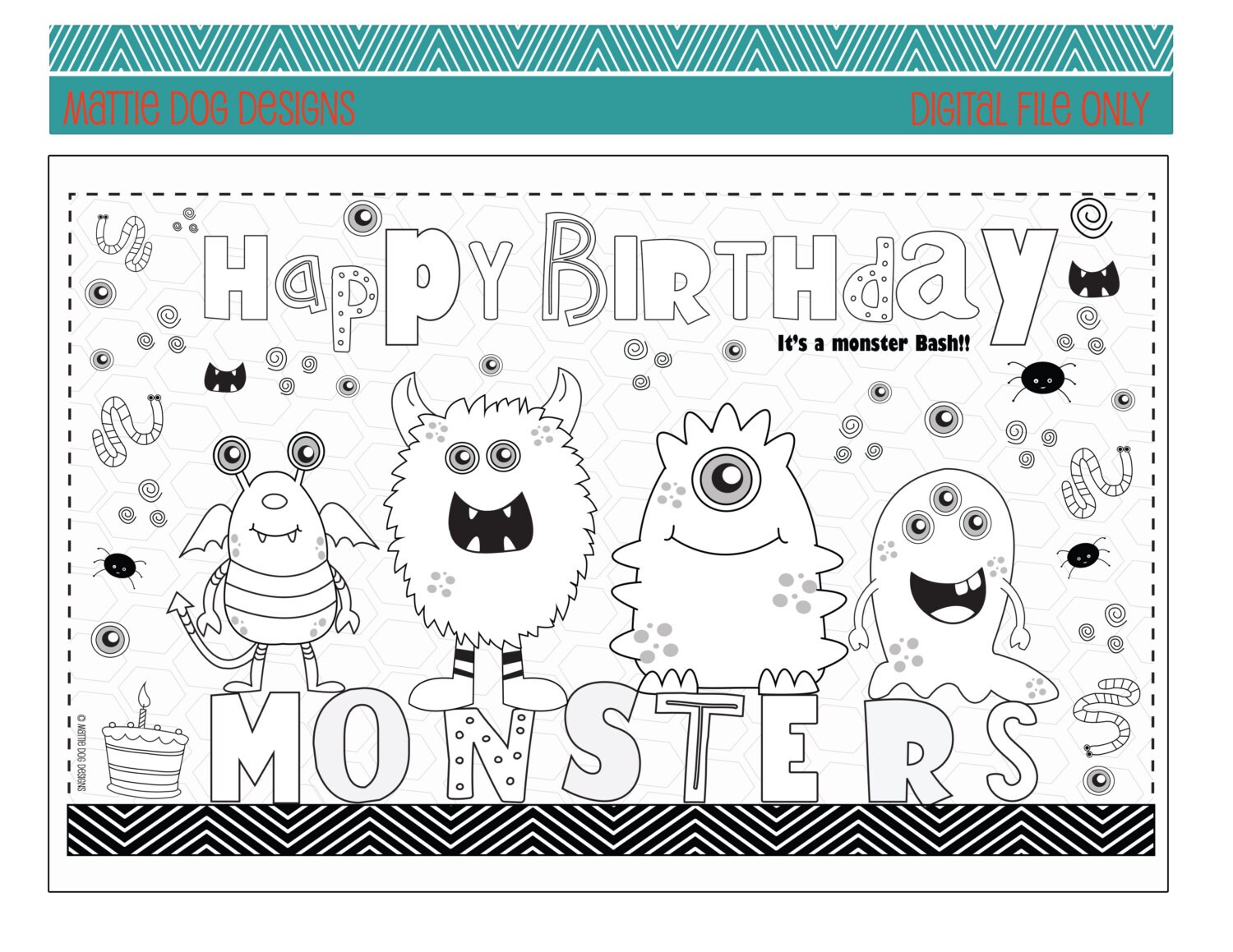 Monster-kids Activity Placemat- Digital File Only - Etsy