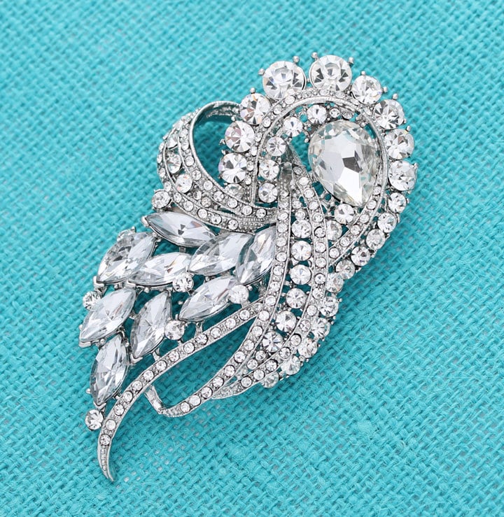 Crystal Rhinestone Brooch Silver Bridal Brooch Dress Sash - Etsy