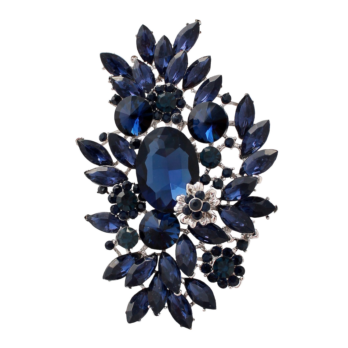 Extra Large Brooch Navy Blue Crystal Brooches Pins Costume - Etsy