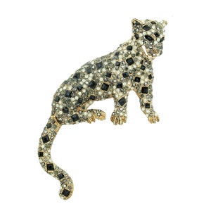 Extra Large Leopard Brooch Crystal Black Jaguar Brooch Pin - Etsy