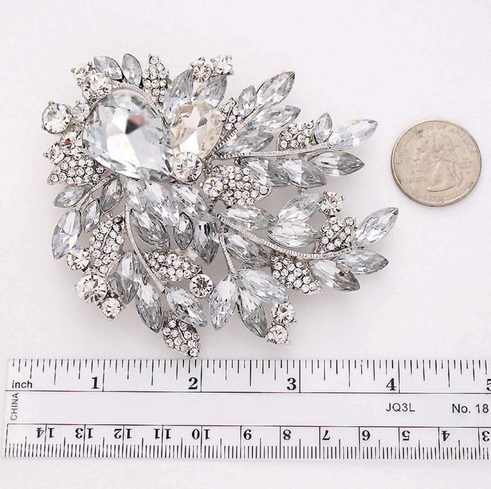 Large Silver Rhinestone Brooch, Bridal Sash Dress Brooch Pin, Fashion ...