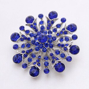 Blue Rhinestone Brooch, Crystal Brooches Wedding Bouquet, Bridal Broach ...
