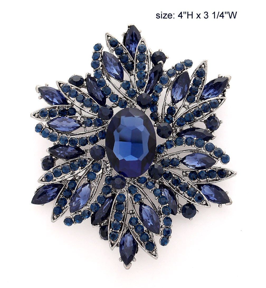 Large Navy Blue Brooch Dress Pin Brooch Navy Bridal - Etsy