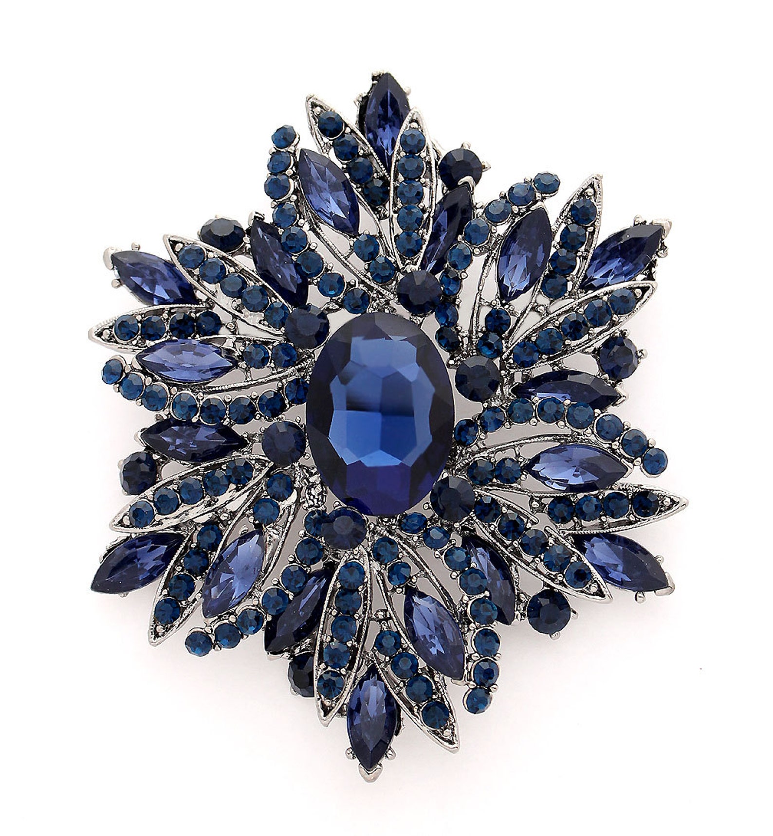 Large Navy Blue Brooch Dress Pin Brooch Navy Bridal - Etsy France