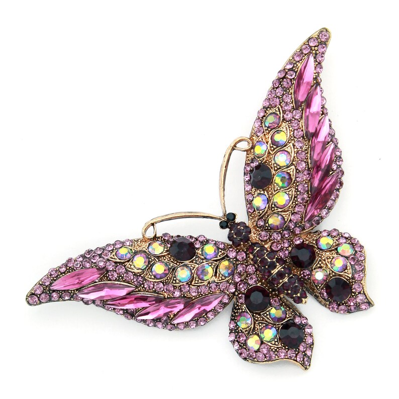 Purple Butterfly Brooch Purple Crystal Butterfly Pin - Etsy