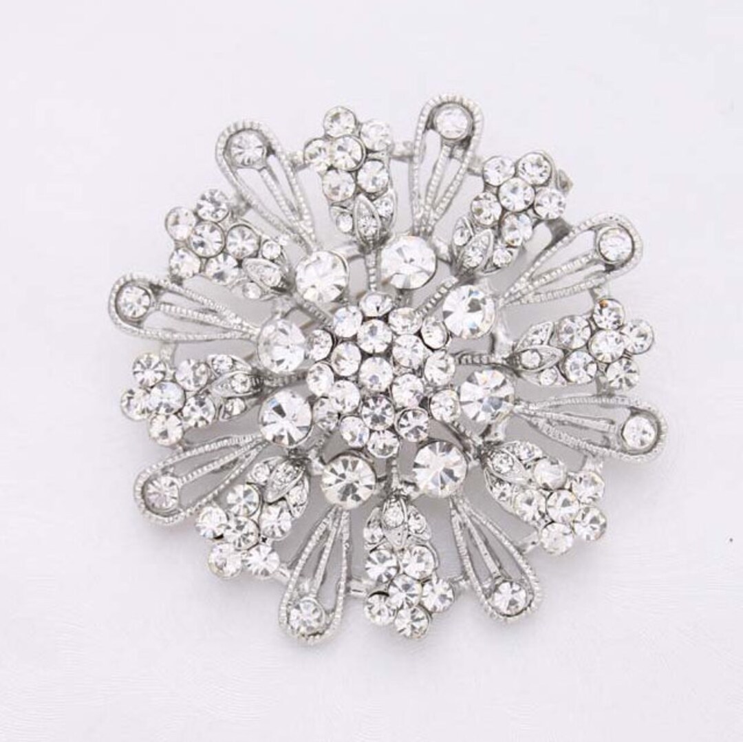 Crystal Rhinestone Brooch, Silver Wedding Brooches, Bridesmaid Bridal ...