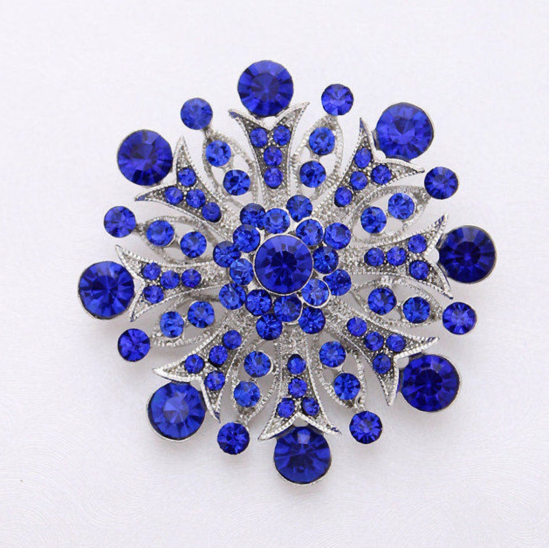 Blue Rhinestone Brooch, Crystal Brooches Wedding Bouquet, Bridal Broach ...