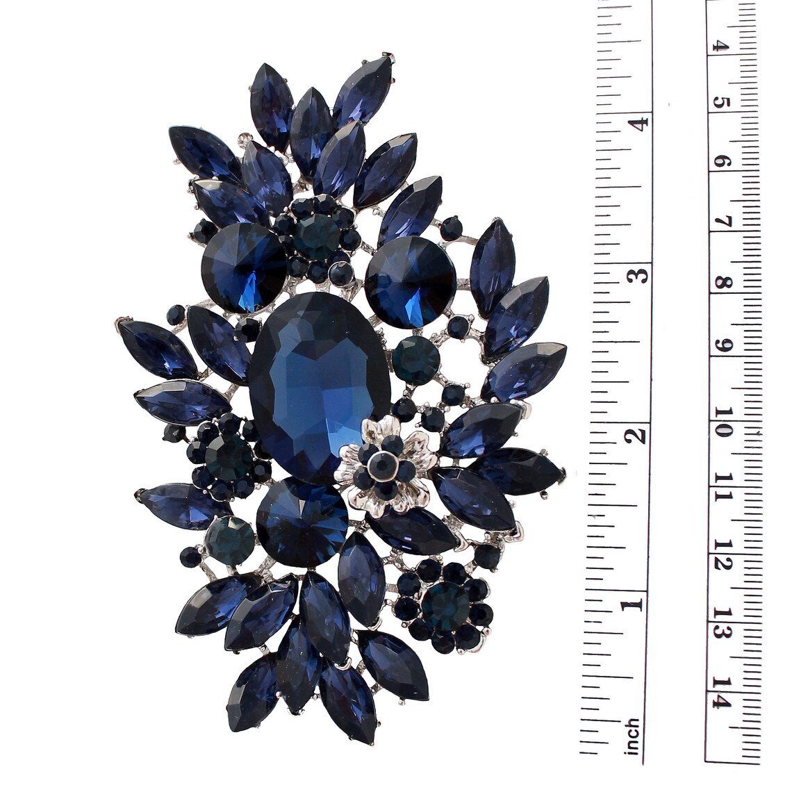Extra Large Brooch Navy Blue Crystal Brooches Pins Costume - Etsy