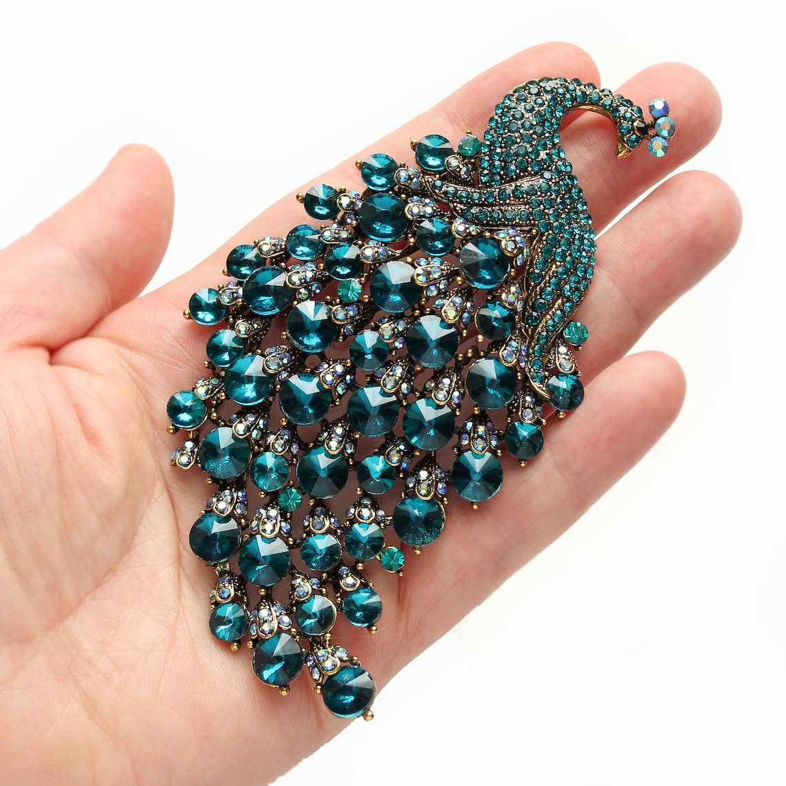 Peacock Rhinestone Brooch Blue Crystal Dress Pin Sash Brooch - Etsy