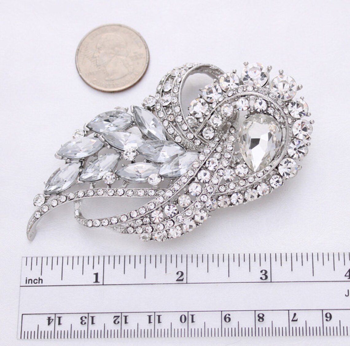 Crystal Rhinestone Brooch Silver Bridal Brooch Dress Sash - Etsy