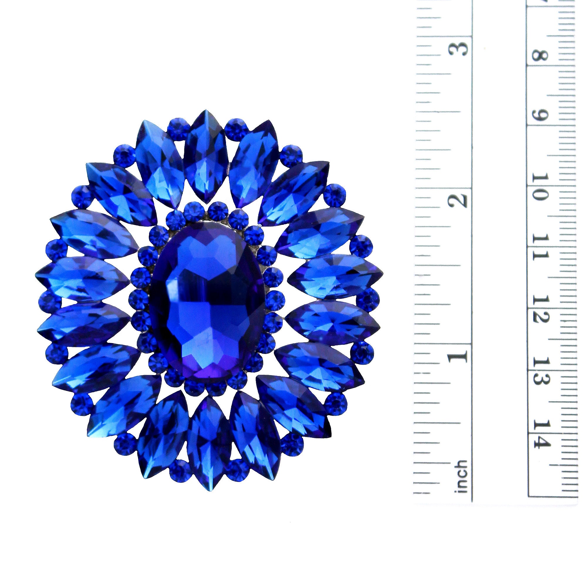Oval Blue Rhinestone Brooch Sapphire Blue Brooches Pins - Etsy