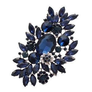 Extra Large Brooch, Navy Blue Crystal Brooches Pins, Costume Party ...