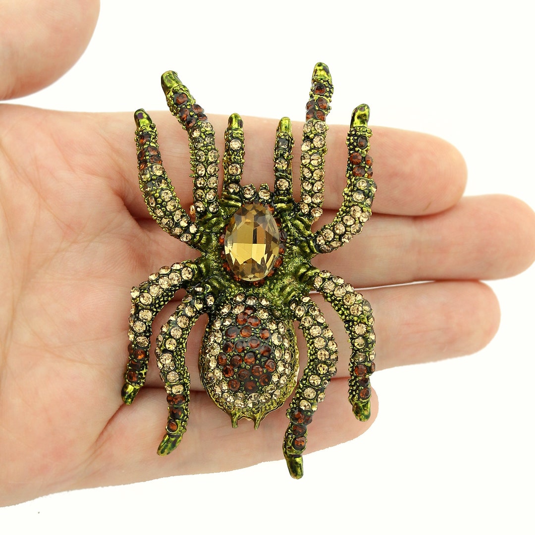 Large Rhinestone Spider Brooch Halloween Women Men Pin Clips Lapel ...