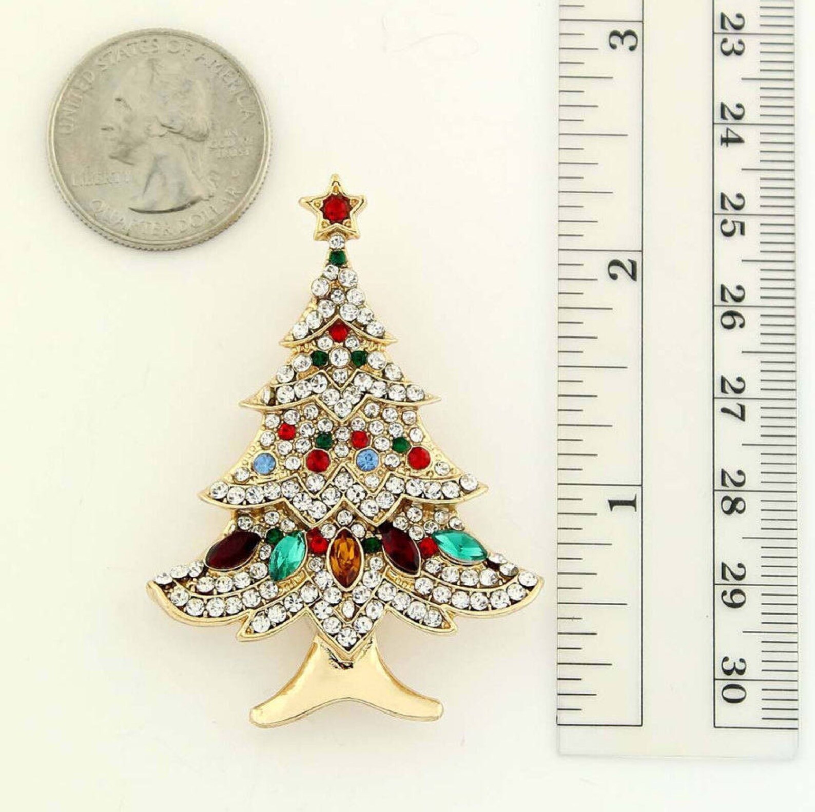 Crystal Christmas Tree Brooch Pin, Gold Winter Rhinestone Jewelry - Etsy