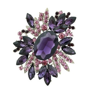 Large Purple Brooch, Crystal Brooches Pins Women Fashion, Party Dress ...