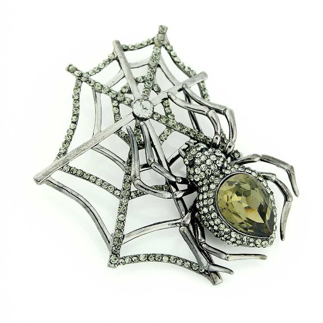 Spider Brooch, Halloween Wedding Brooch, Crystal Brooches Pins, Dress ...