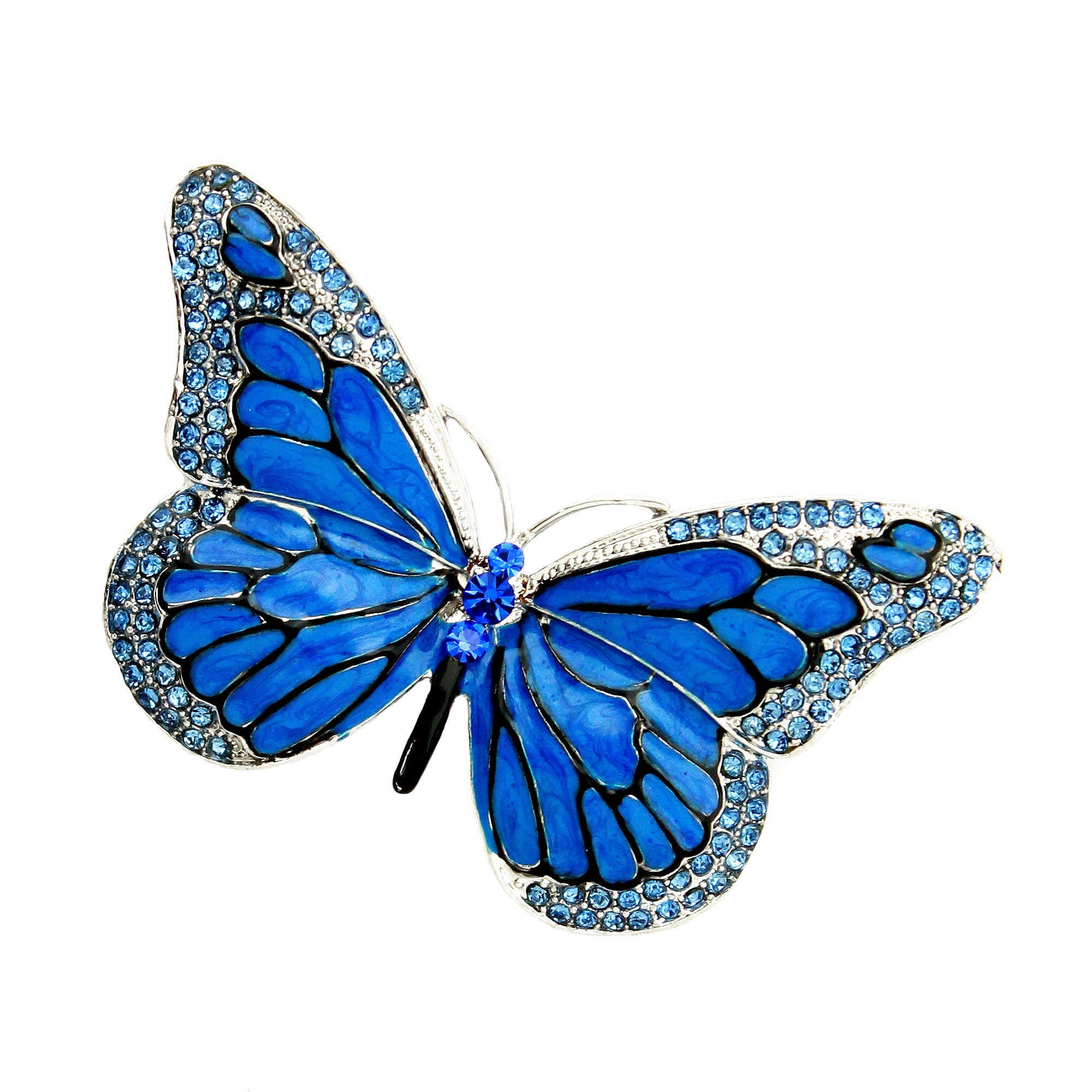 Blue Butterfly Brooch Rhinestone Crystal Blue Brooches Pins - Etsy