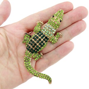 Alligator Brooch, Green Brooches Pins, Reptile Crocodile Brooch, Large ...