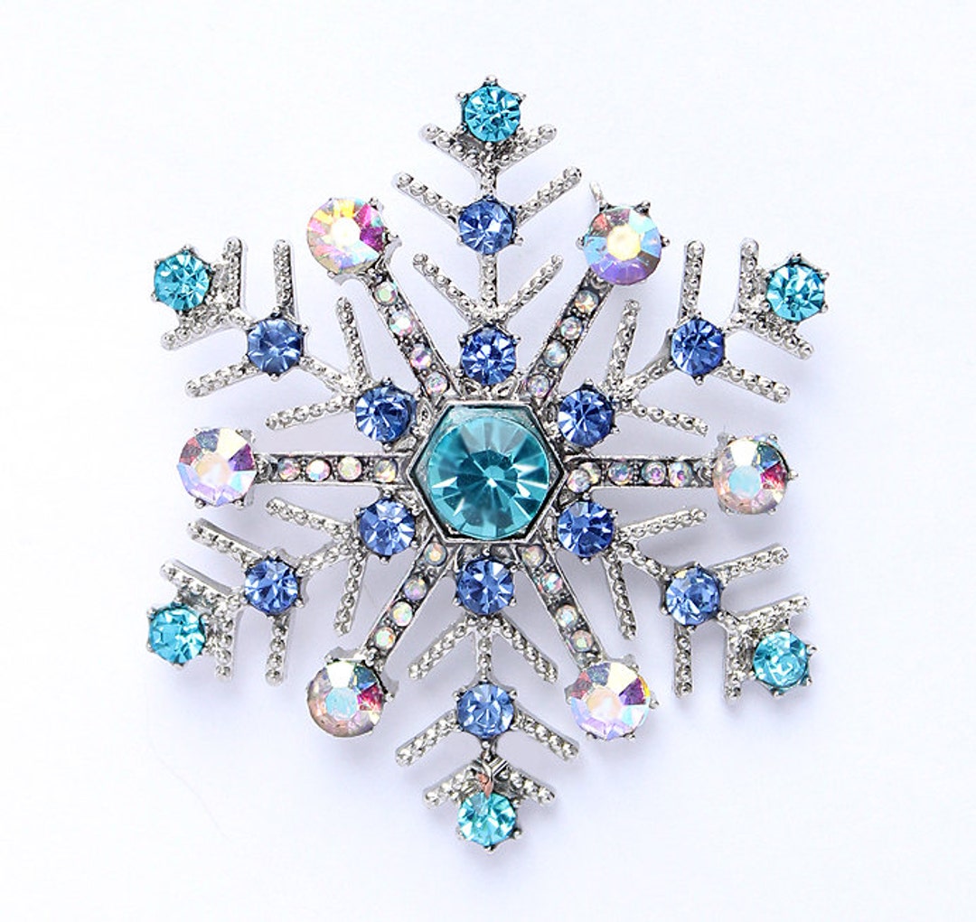 Blue Snowflake Brooch, Winter Wedding Bouquet Brooches Pins, Dress Pin ...
