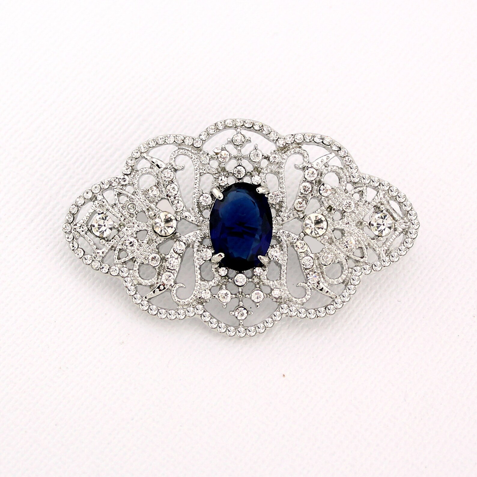 Blue Rhinestone Brooch Crystal Oval Brooch Wedding Bouquet - Etsy