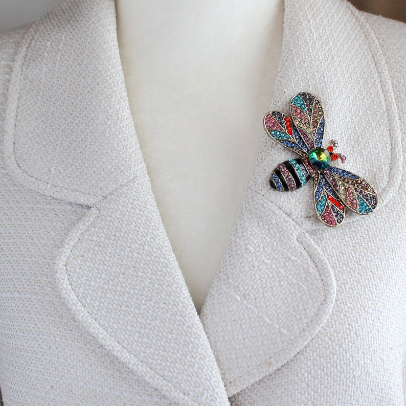 Bee Brooch Large Multi Color Bumble Bee Broach Pin Honey Bee - Etsy