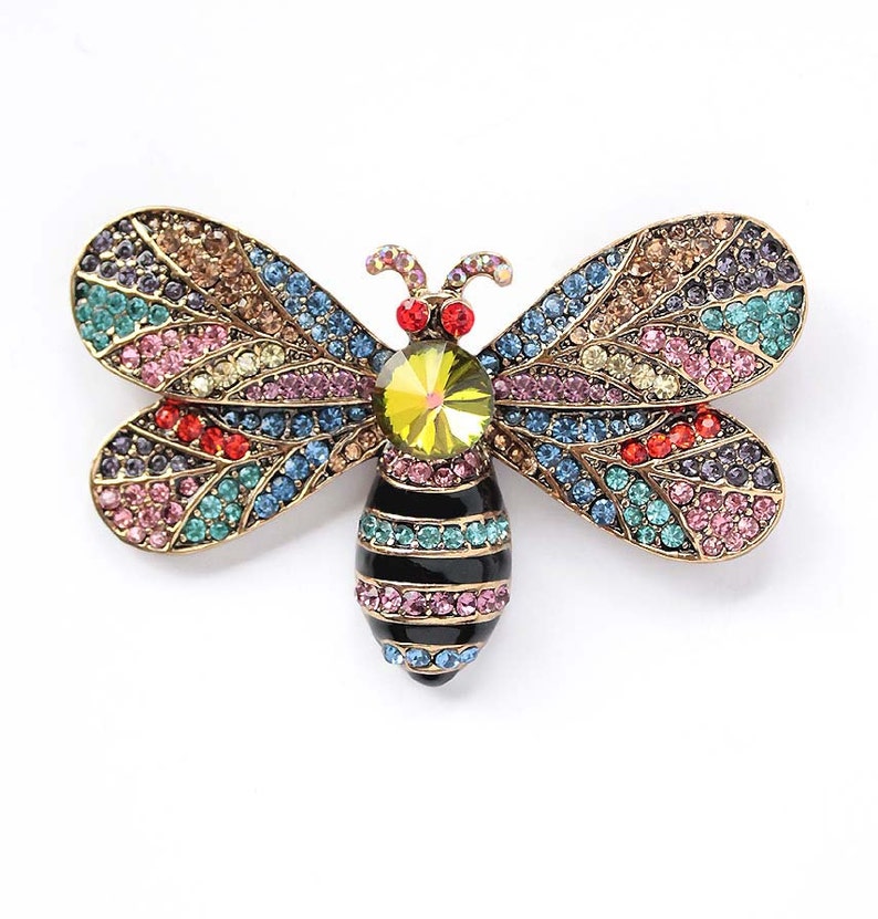 Bee Brooch Large Multi Color Bumble Bee Broach Pin Honey Bee - Etsy