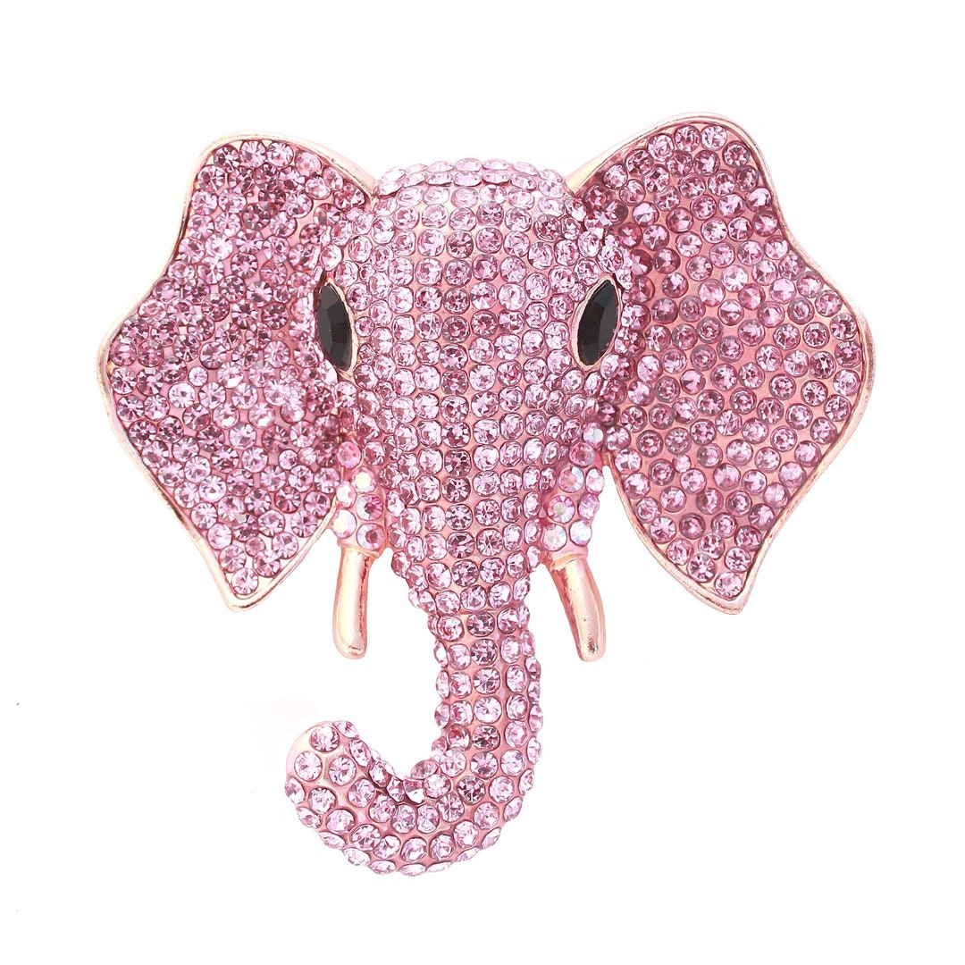 Pink Elephant Brooch, Pink Crystal Brooches Pins Women, Large Pink ...