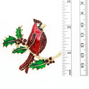Christmas Bird Brooch, Rhinestone Brooches Pins Women, Holly Leaf ...
