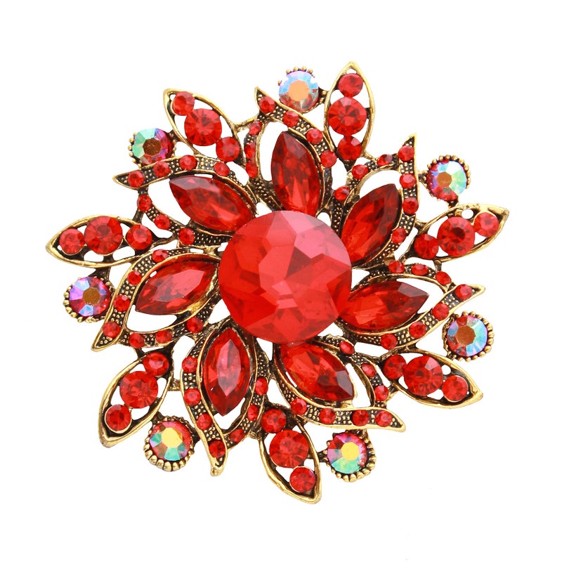 Red and Gold Brooch Bouquet - Etsy