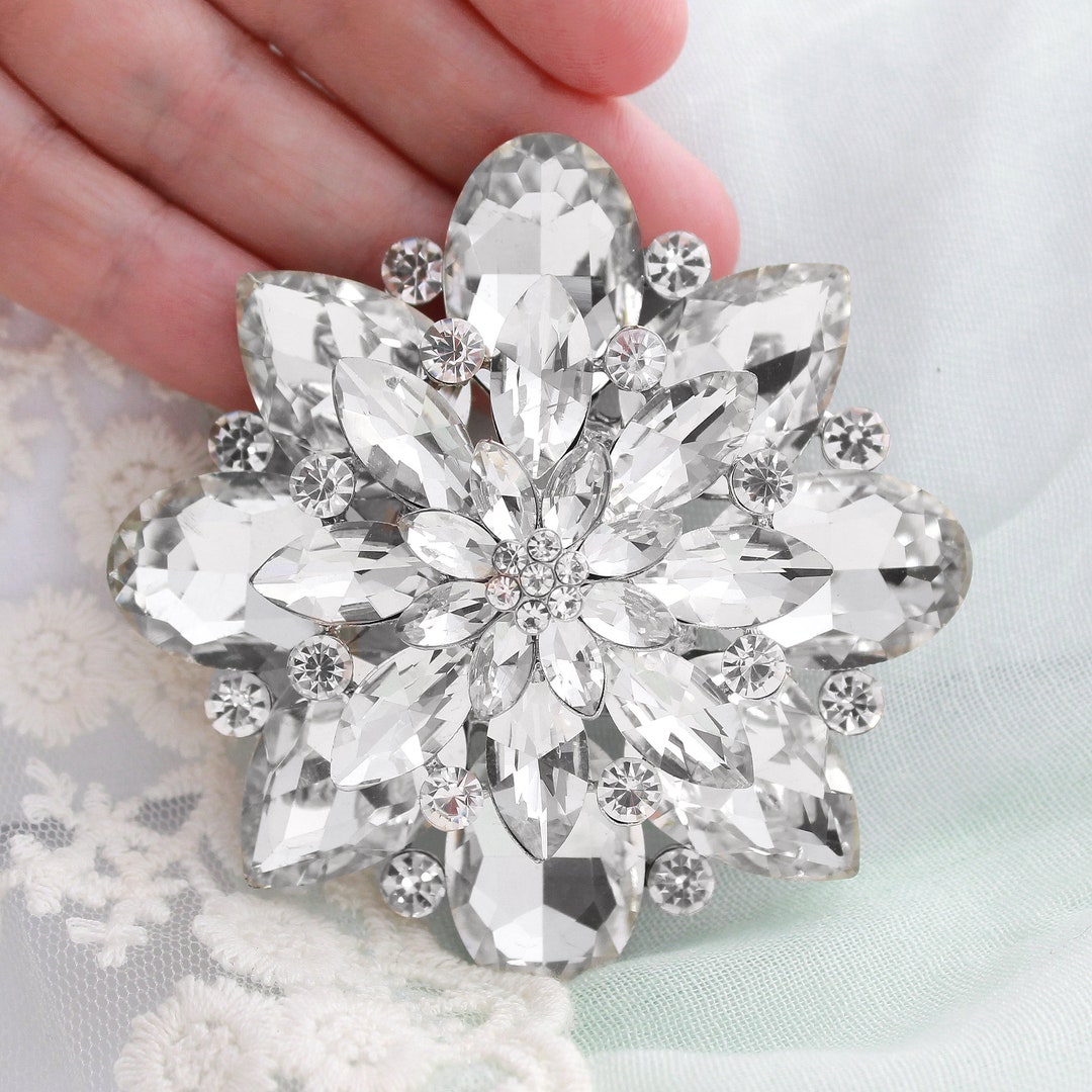 Big Crystal Brooch, Sparkly Rhinestone Brooches Pins Women, Extra Large ...