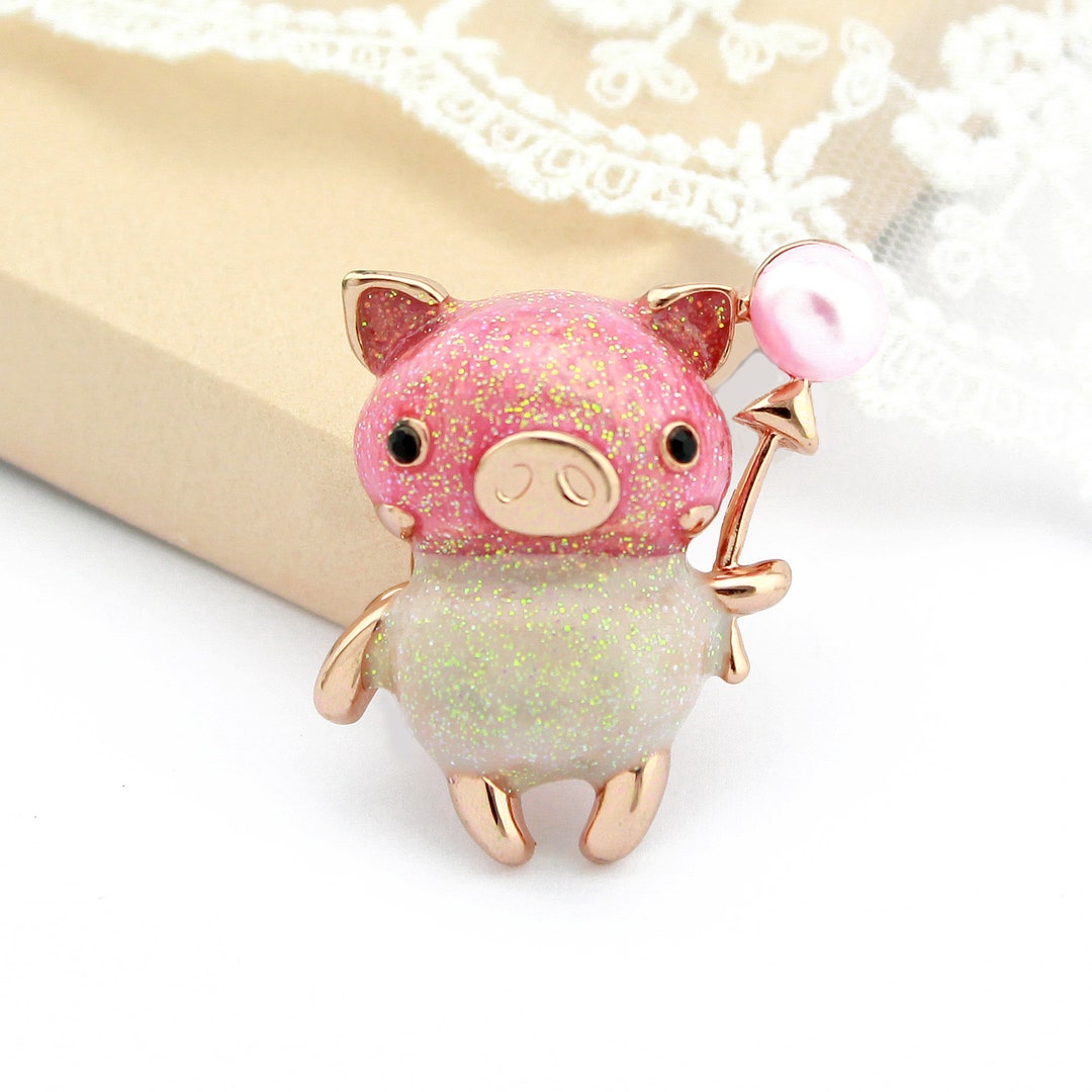Pig Piggy Piglet Brooch, Baby Girl Shower Jewelry Pin Gift, Pink Pig ...