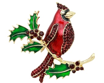 Red Cardinal Bird Brooch - Etsy