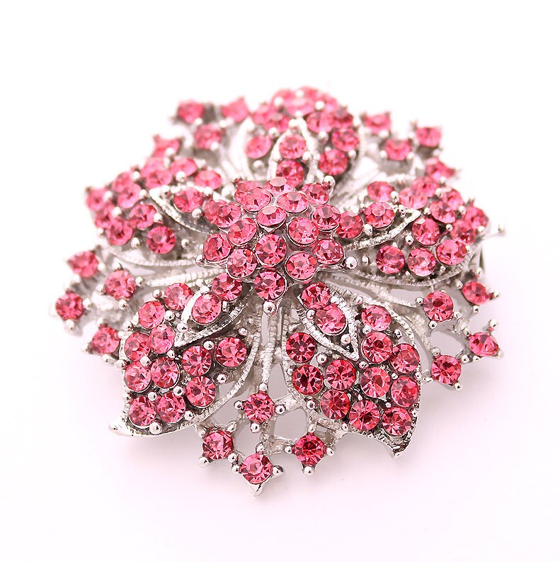 Pink Rhinestone Brooch Bridal Brooch Brooches Pins Wedding | Etsy