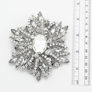 Extra Large Rhinestone Brooch: Silver Crystal Pin Sparkly Wedding ...