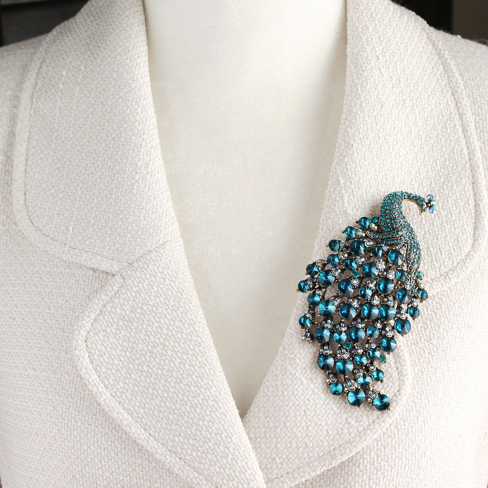 Peacock Rhinestone Brooch Blue Crystal Dress Pin Sash Brooch | Etsy