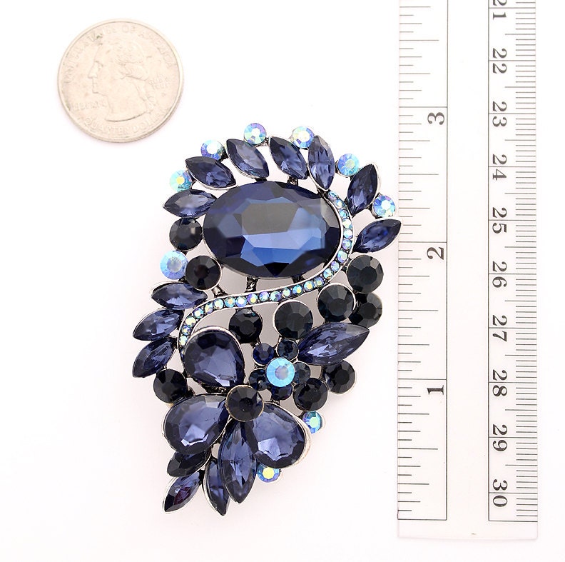 Midnight Blue Brooch Navy Bouquet Brooches Wedding Bridal | Etsy