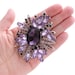 Purple Crystal Flower Brooch, Large Purple Brooches Pins, 4 Inch Pearl ...