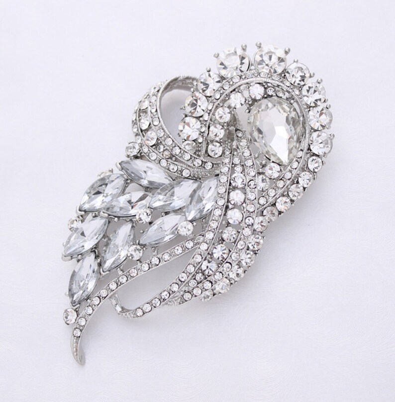 Crystal Rhinestone Brooch Silver Bridal Brooch Dress Sash - Etsy