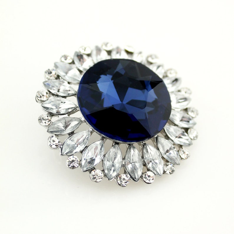Navy Blue Rhinestone Brooch Bouquet Brooches Crafts Decor - Etsy