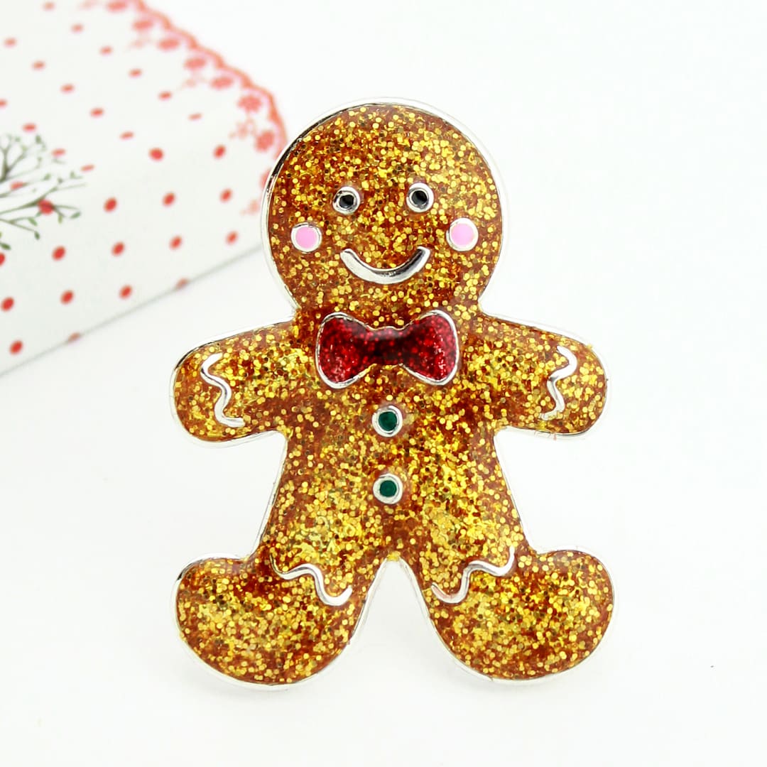 Glitter Gingerbread Man Brooch: Christmas Wedding Bouquet Pin - Etsy
