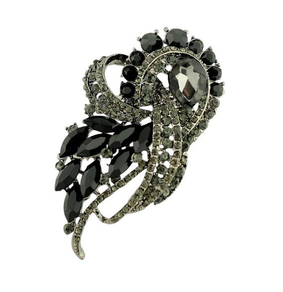 Crystal Black Brooch Dress Pin Broach Accessory Black Rhinestone Brooches Pins Metal Large Brooch Broaches Crafts Wedding Bouquet Etsy