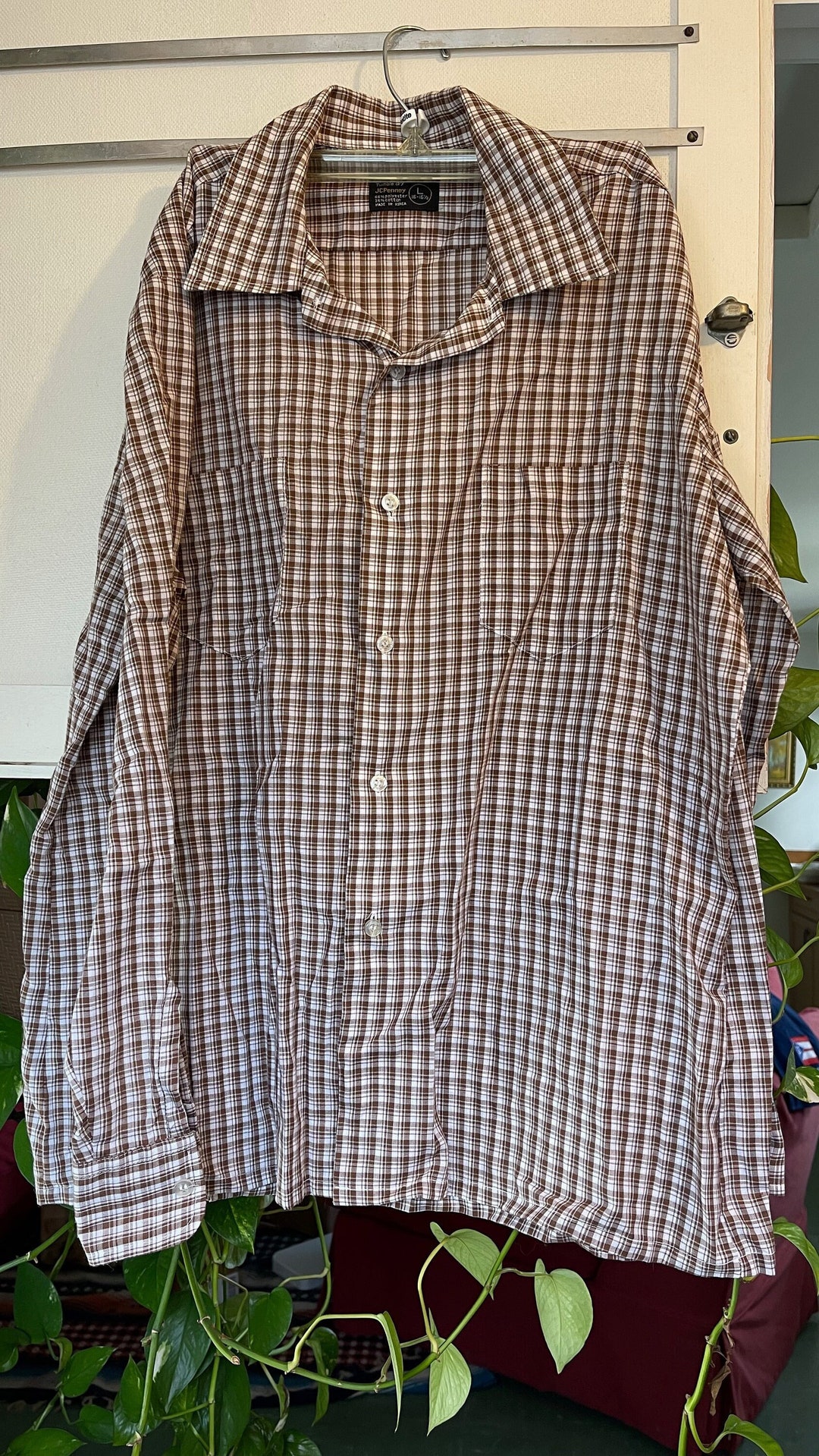 Vintage 1970s Big Mac Plaid Button-up Shirt - JC Penney Brown (large ...
