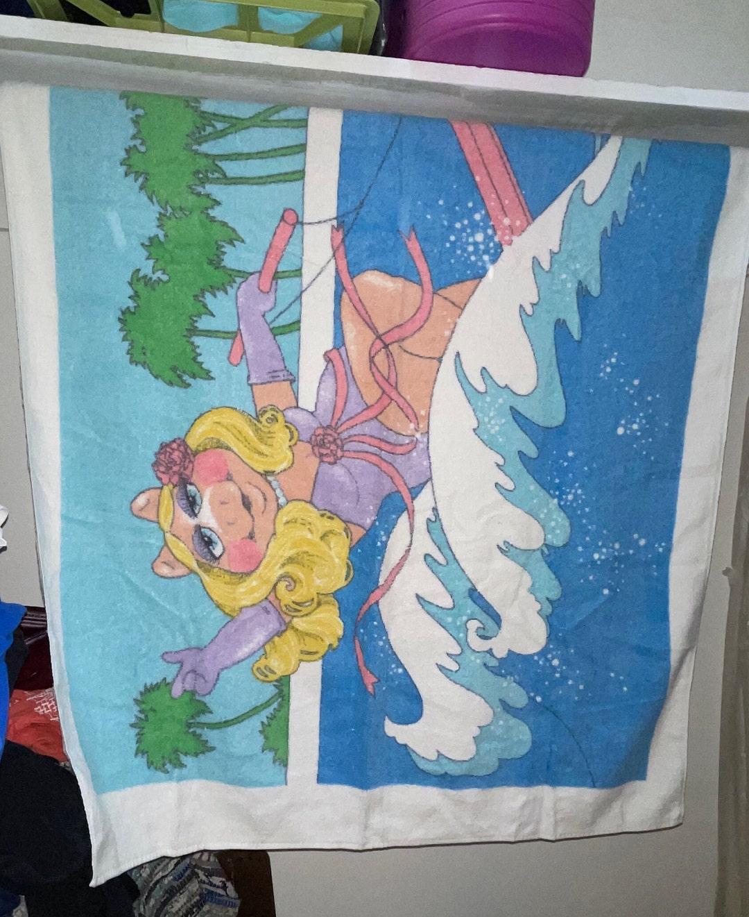 Vtg 1980 Lady Pepperell Miss Piggy Kermit Water Skiing Henson Muppet ...