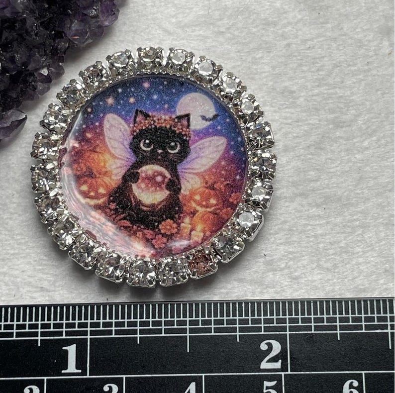 Black Cat Broach | Enchanted Witchy Jewelry | Artisan Celestial Broach ...