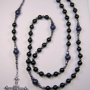 Mens BLACK Onyx 24 Rosary Papal Cross Ferula Catholic - Etsy
