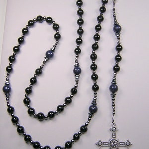 Mens BLACK Onyx 24 Rosary Papal Cross Ferula Catholic - Etsy