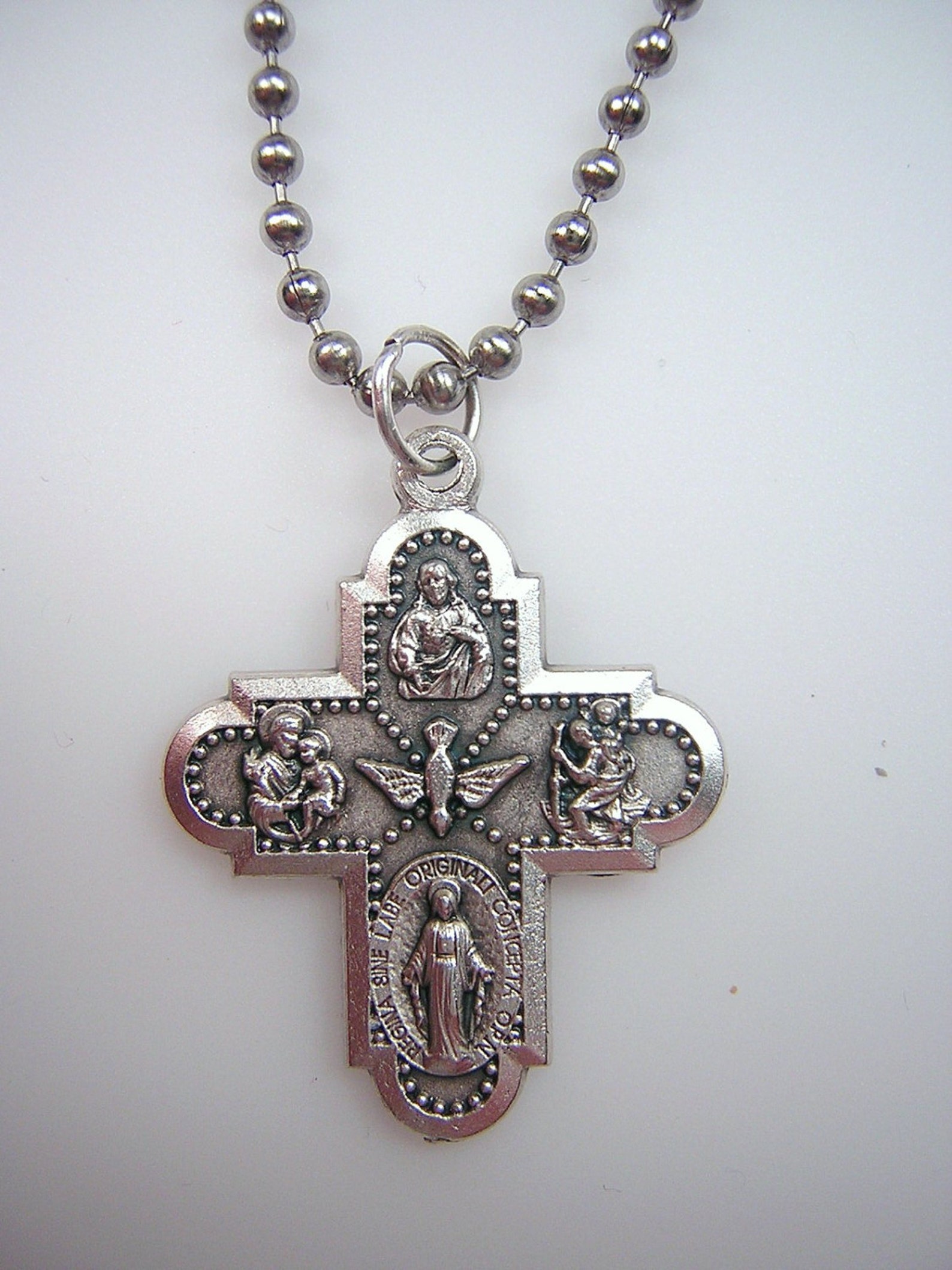2 Catholic Pendants With Chains 5-way Cross & Miraculous Medal - Etsy