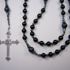Mens BLACK Onyx 24 Rosary Papal Cross Ferula Catholic - Etsy