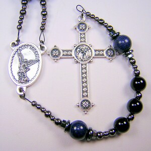 Mens BLACK Onyx 24" Rosary Papal Cross Ferula Catholic Necklace BLACK ...