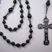 Mens BLACK Onyx 24" Rosary Papal Cross Ferula Catholic Necklace BLACK ...